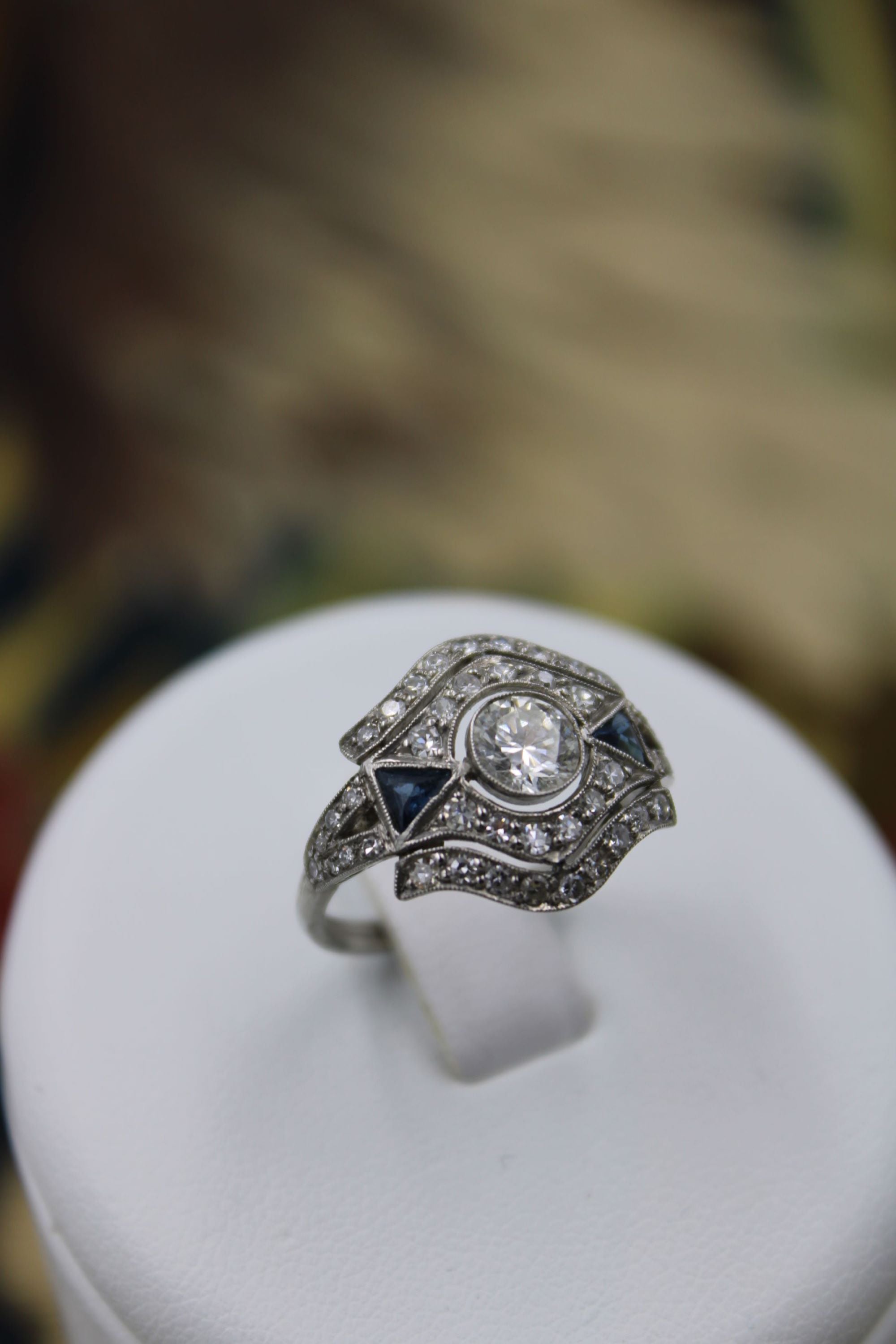 Diamond and Sapphire Demi Bombe Ring Circa 1935 | Robin Haydock Antique ...