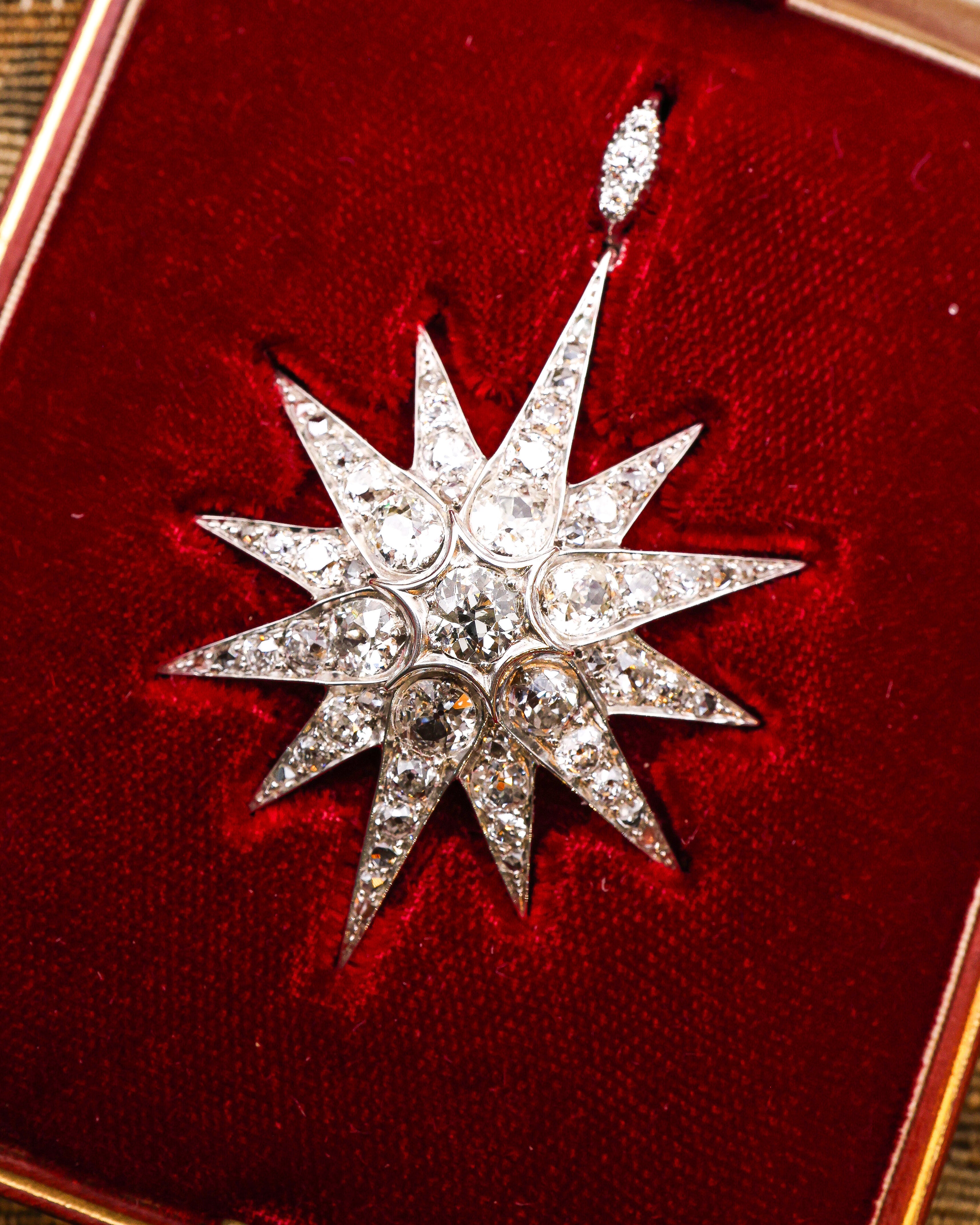 A fine Victorian Diamond Star Brooch Pendant. English. Circa 1890 ...